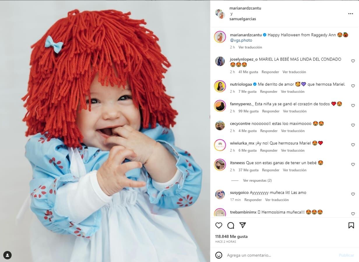 Mariana Rodríguez celebra el primer Halloween de Mariel con tierno disfraz