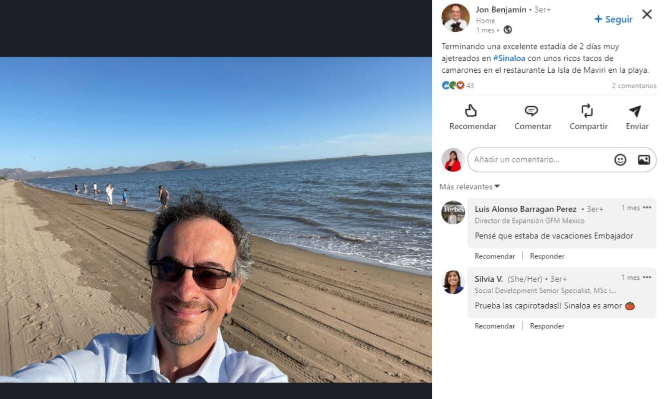 Él es Jon Benjamin, embajador británico despedido en México tras incidente